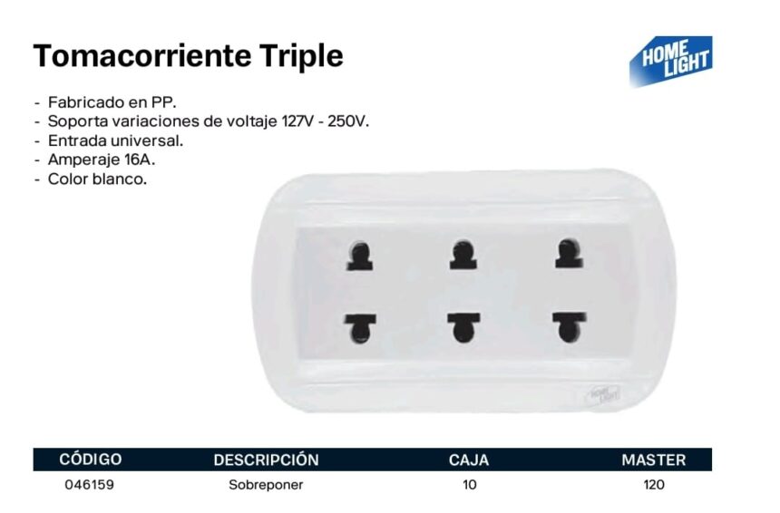TOMACORRIENTE TRIPLE VISIBLE HOME LIGHT – Ferretería DINOVA